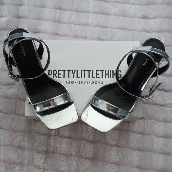 PrettyLittleThing | Shoes | Pretty Little Thing Nib Silver Faux Leather ...
